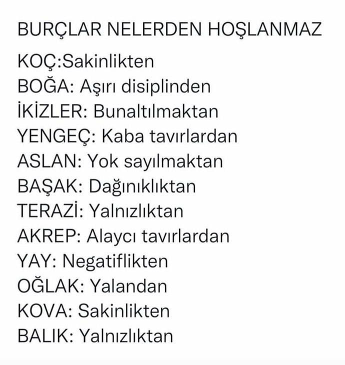 Burçlar nelerden hoşlanmaz? - KizlarSoruyor