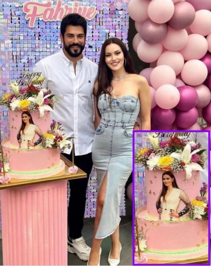 Bugün 37 yaşına giren ünlü oyuncu Fahriye Evcen'in, doğum günü pastasına kendi resmini koyması ...