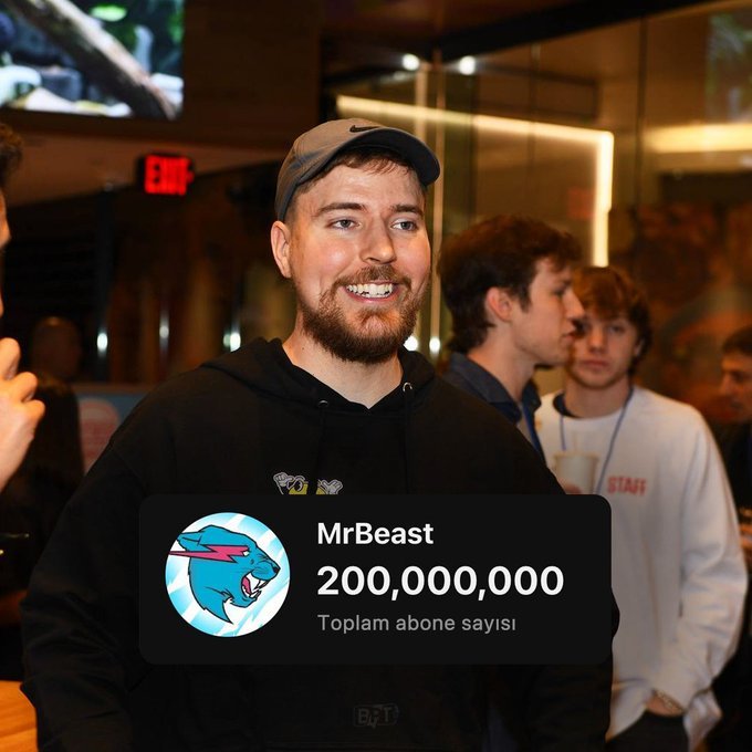 Youtube'da 200 milyon aboneye ulaşan ilk kişisel kanal Mr. Beast olmuş ...