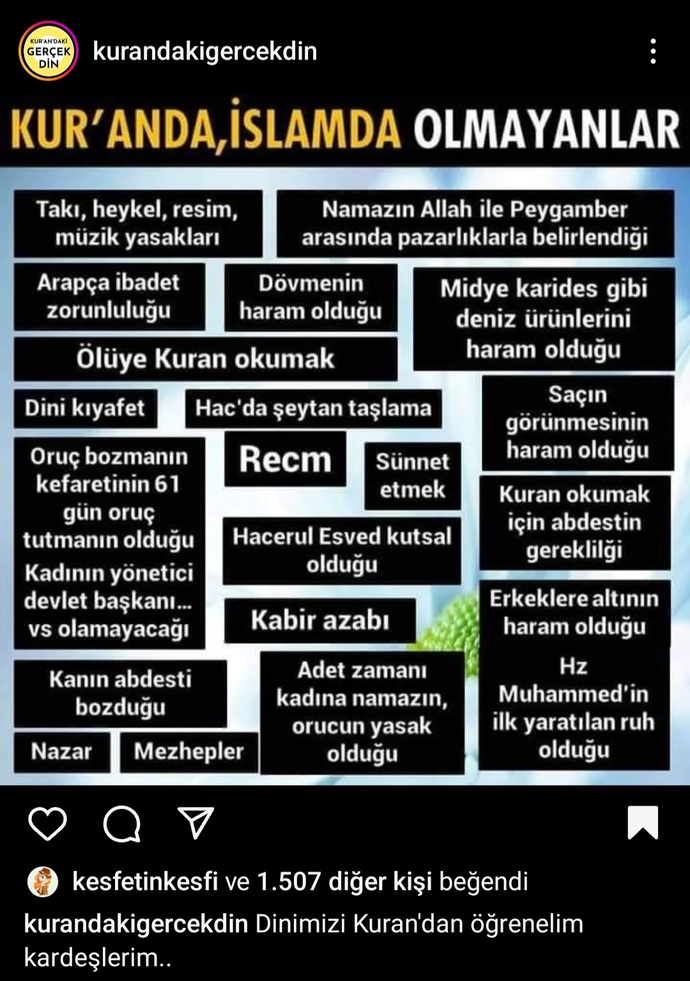 Kuranda olan ya da olmayan sey hakkindaki dusunceleriniz nelerdir ...