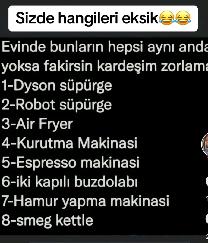 Evinizde bunların hangisi var/yok fakir misiniz zengin mi ? - KizlarSoruyor