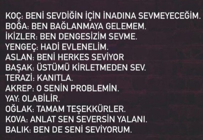 Burçların ' Seni Seviyorum' mesajına tepkileri ve burca bağlı sizin ...