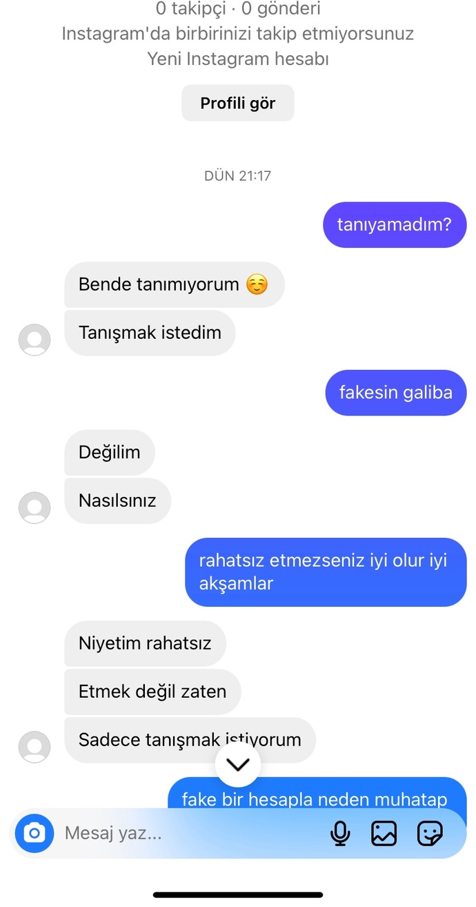 Fake bir hesap dün istek atmıştı ben de mesaj attım. Sizce bu beni ...