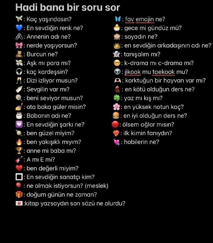 Emoji seçip bana soru sorar mısın? - KizlarSoruyor