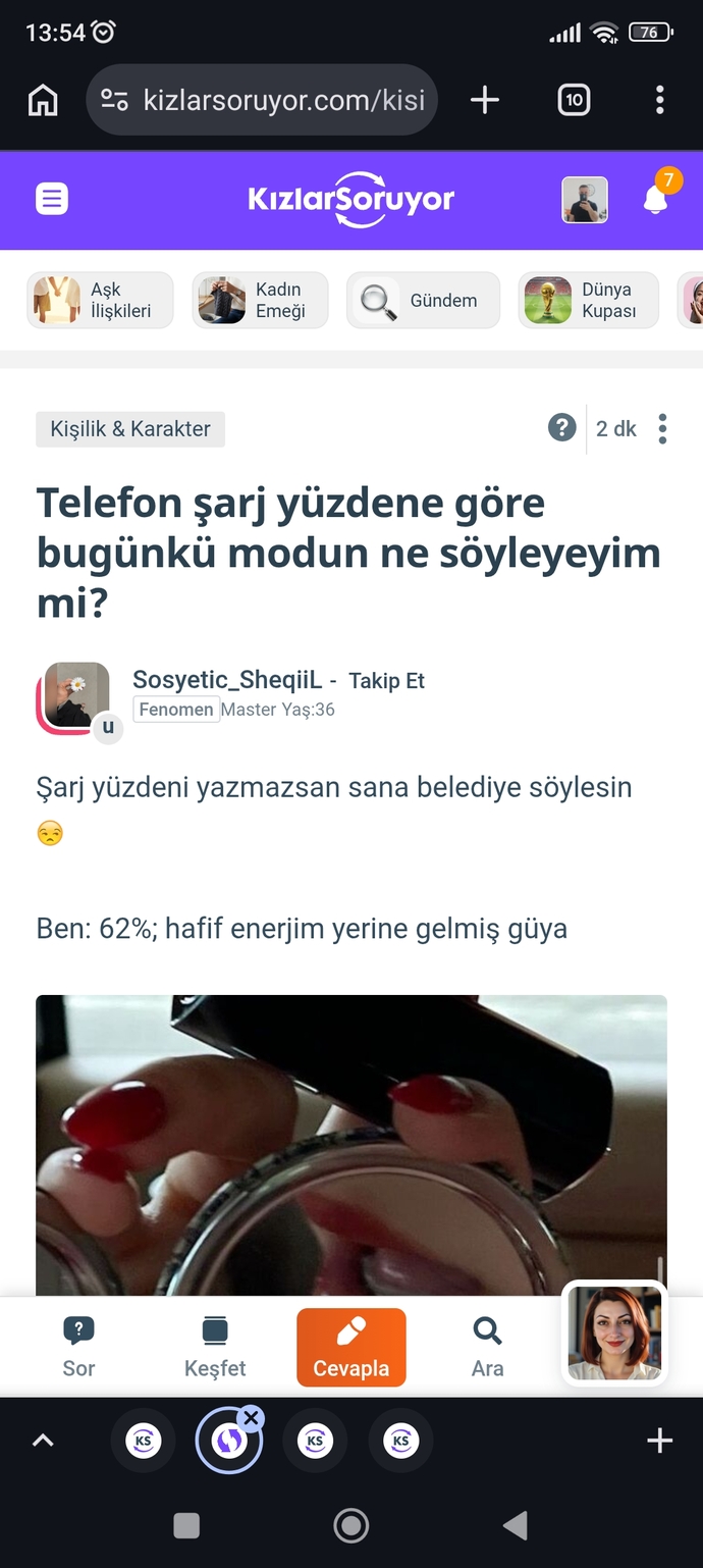 Telefon şarj yüzdene göre bugünkü modun ne söyleyeyim mi? - KizlarSoruyor